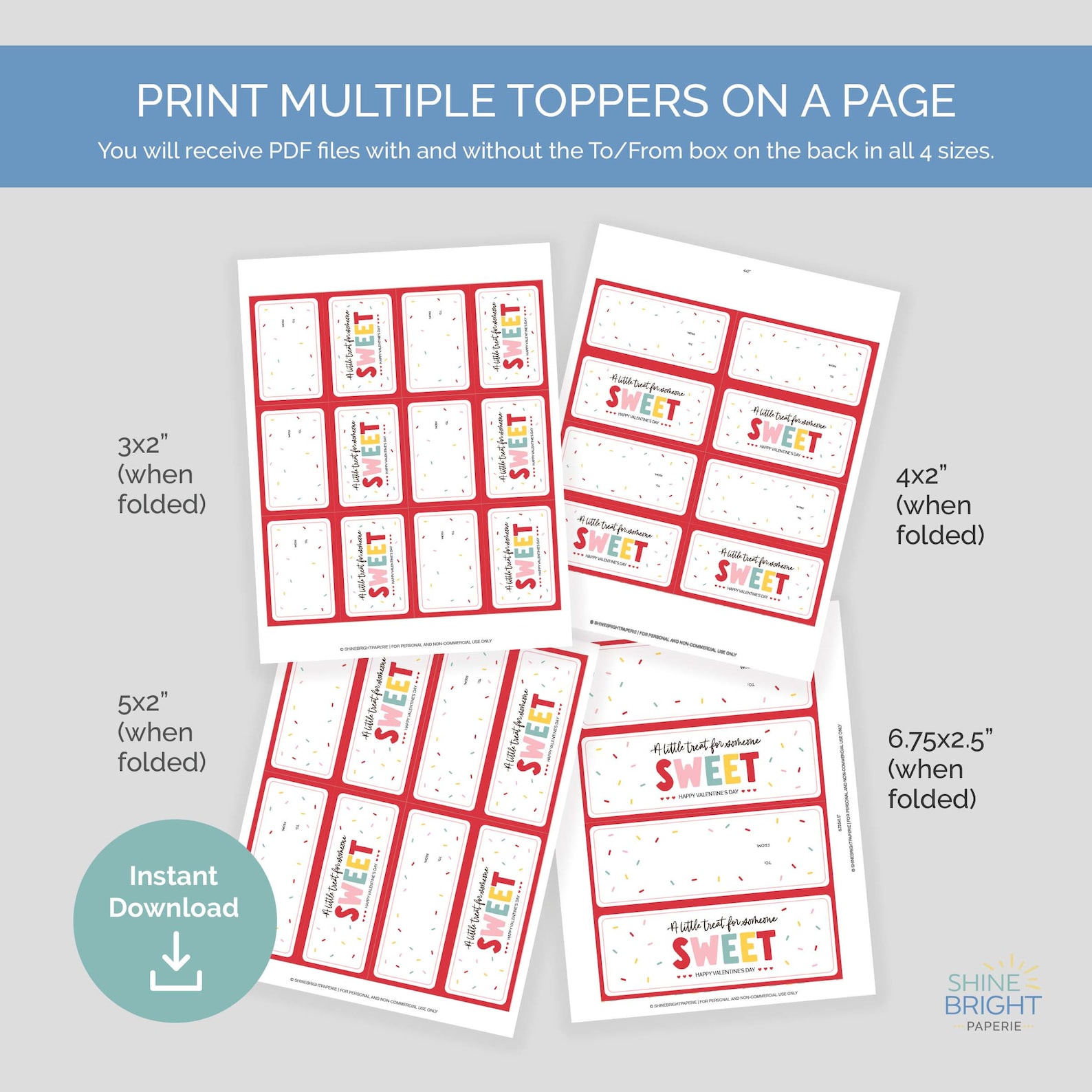 Valentines Sweet Treat Bag Topper Classroom Valentines Day Cookie Bag ...