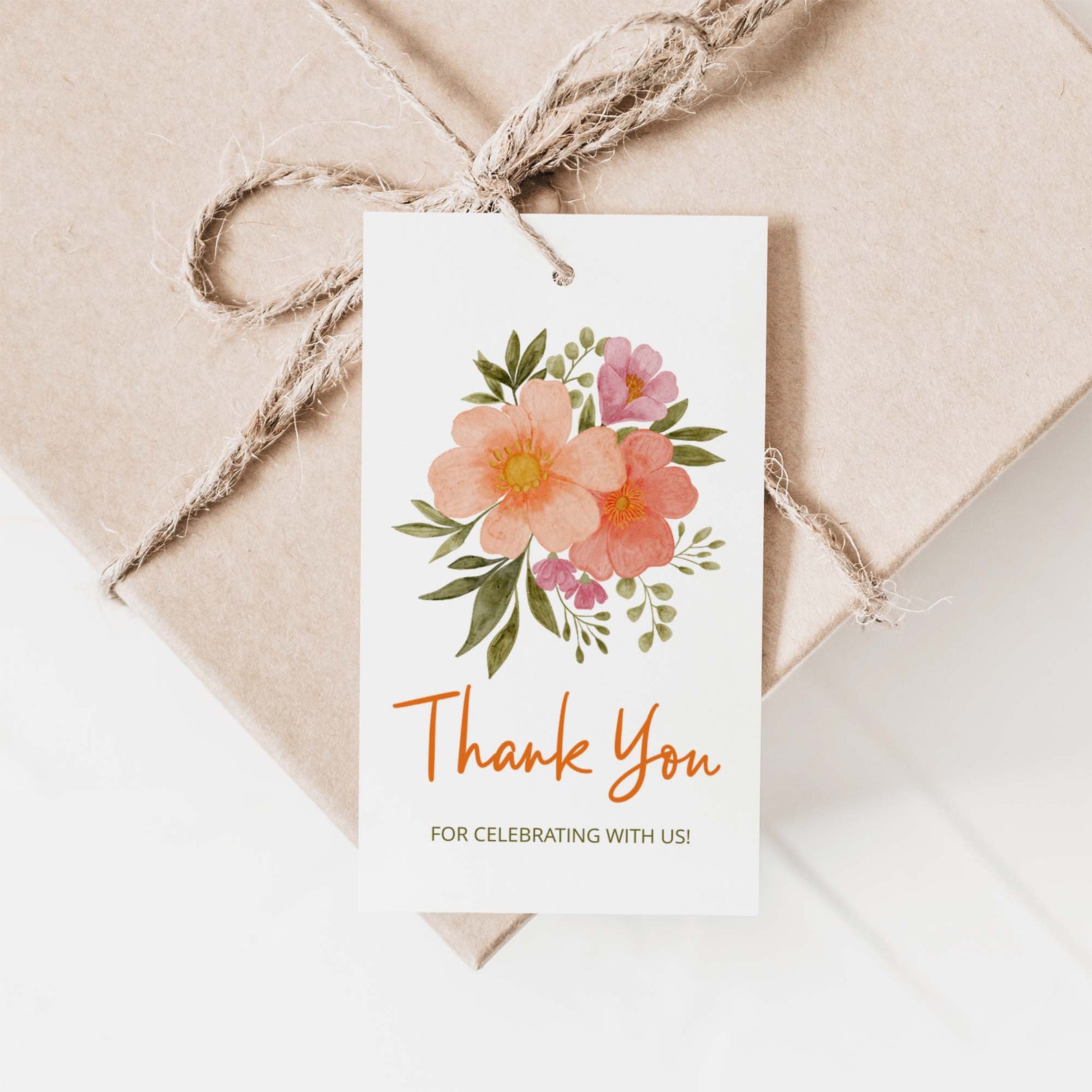 Floral Thank You Gift Tag: Printable Favor Tags (instant Download) - Etsy