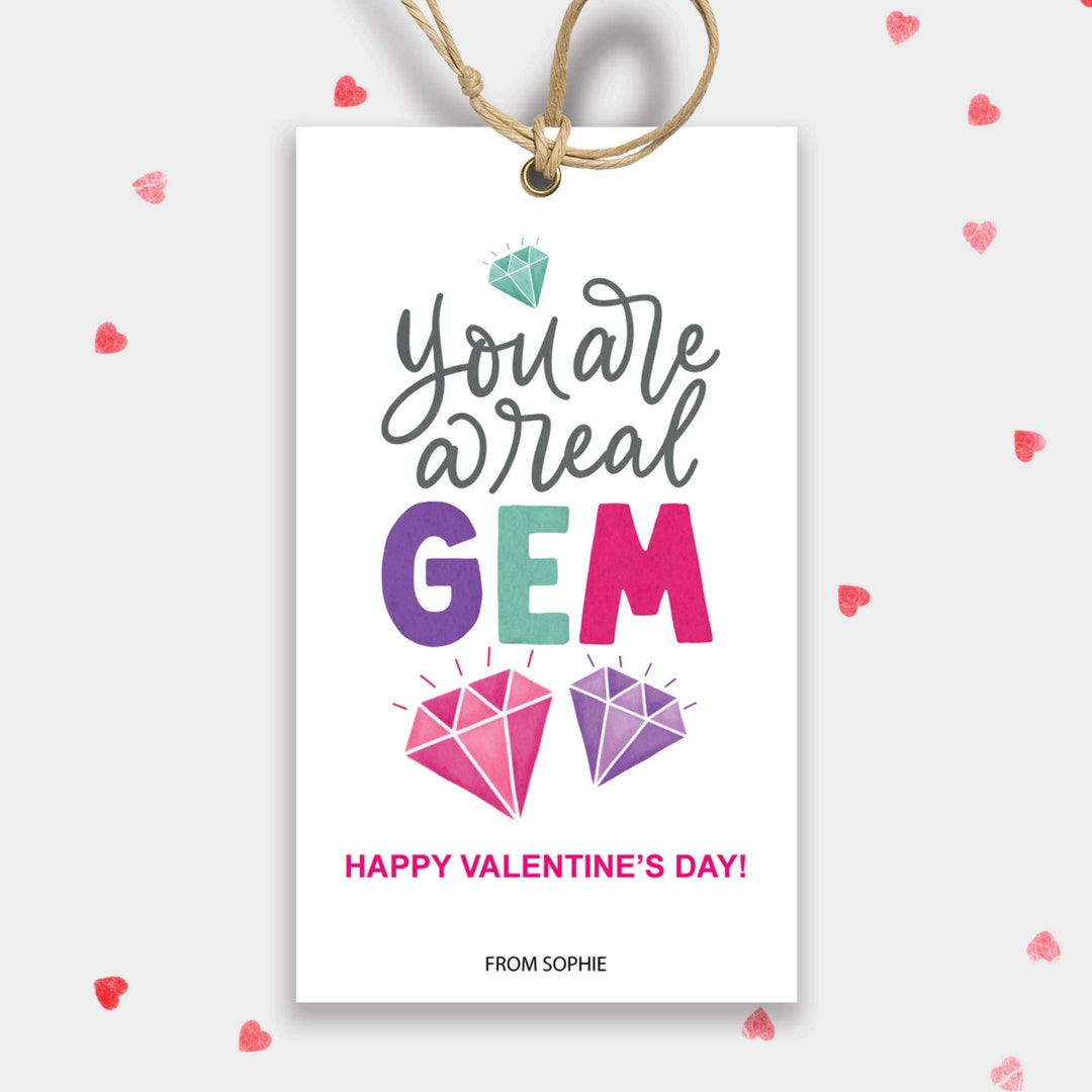 You Are a Gem Valentine Gift Tag: Printable Classroom Favor (digital ...