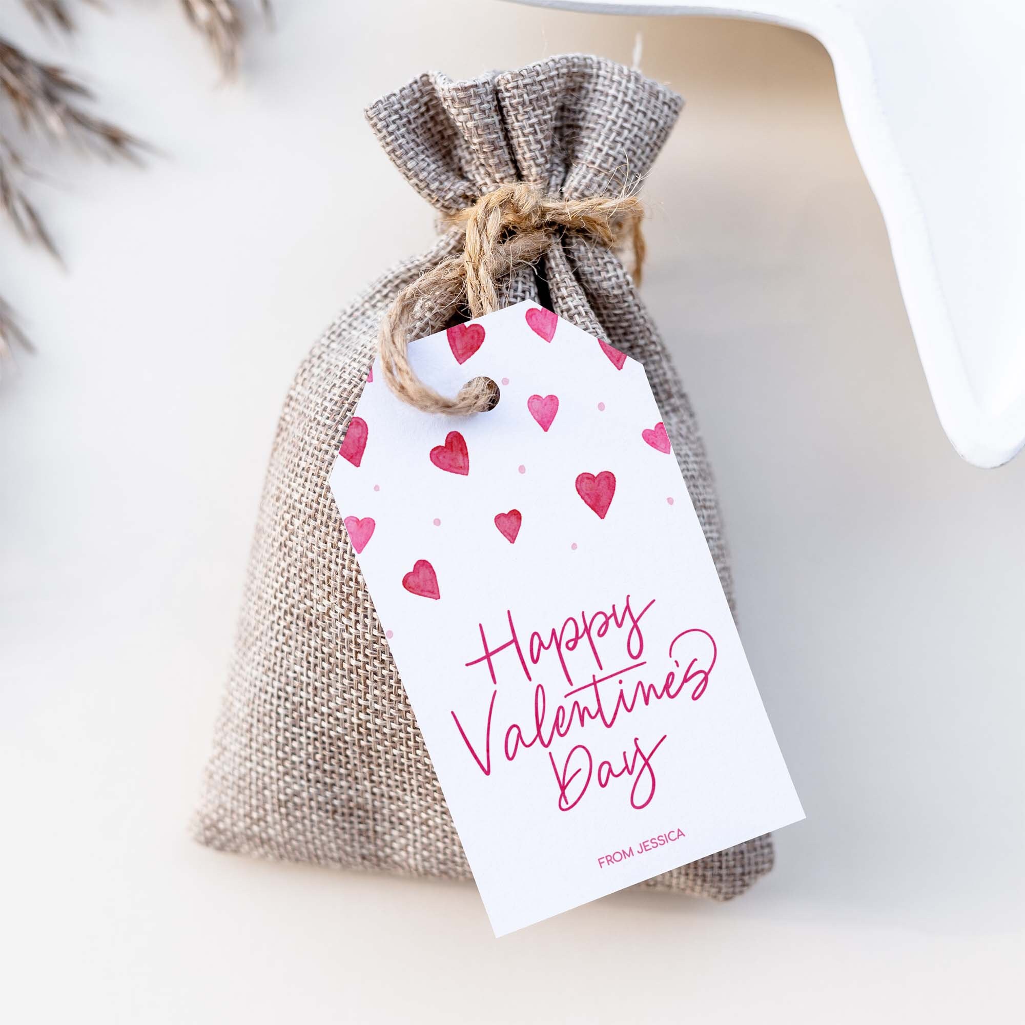 Editable Valentine's Day Gift Tag Minimalist Watercolor Valentine's ...