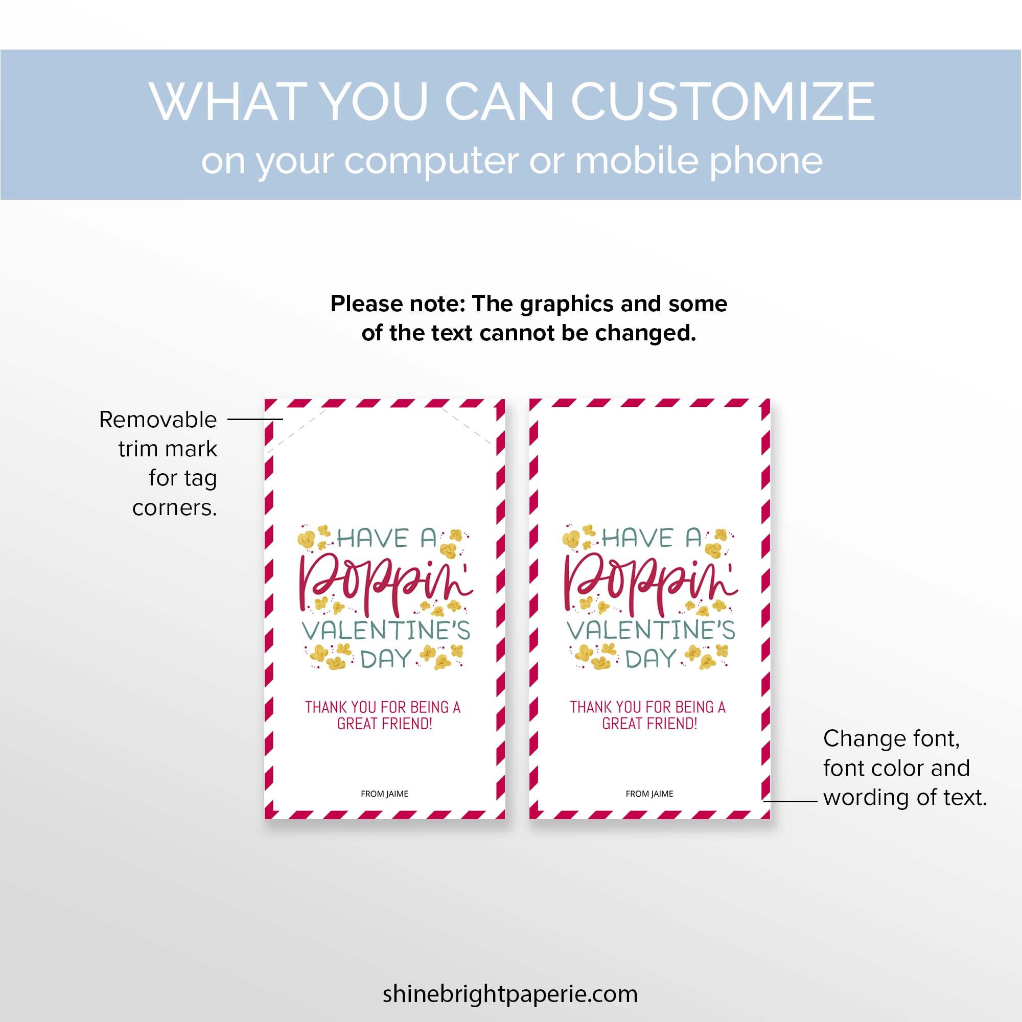 Popcorn Valentine Tags Valentines Gift Tag Realtor Valentine Pop by ...