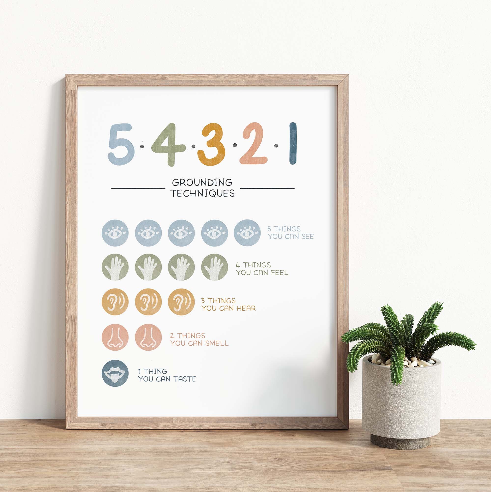 54321 Grounding Technique Poster: Calming Anxiety Relief (digital ...