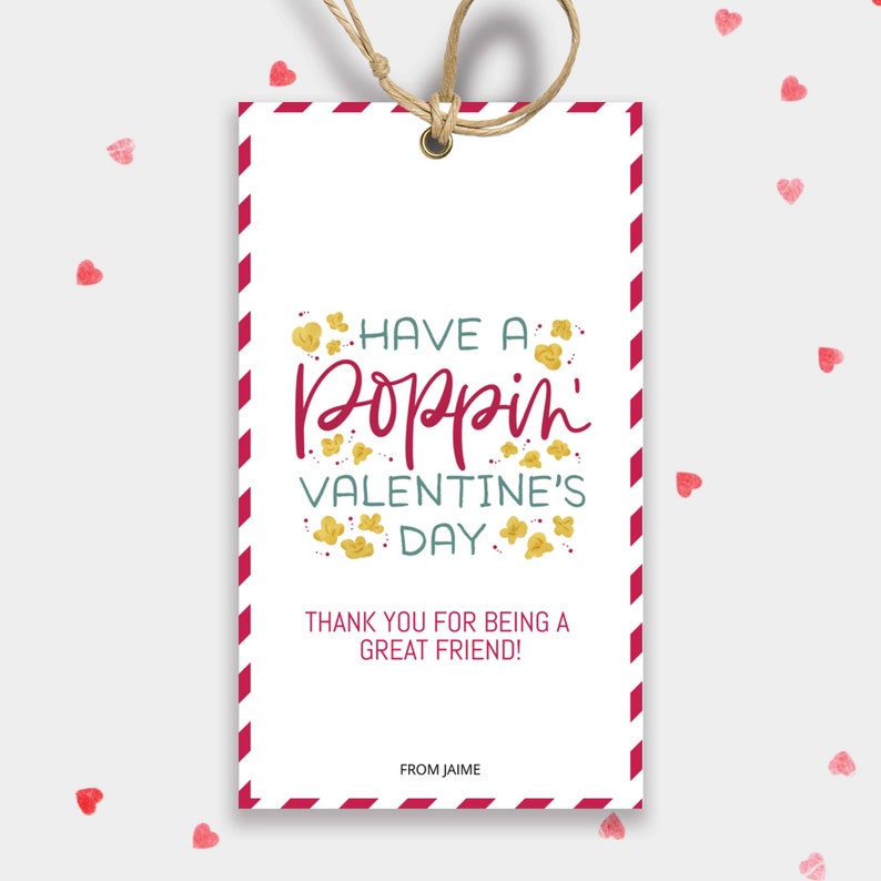 Popcorn Valentine Tags Valentines Gift Tag Realtor Valentine Pop by ...