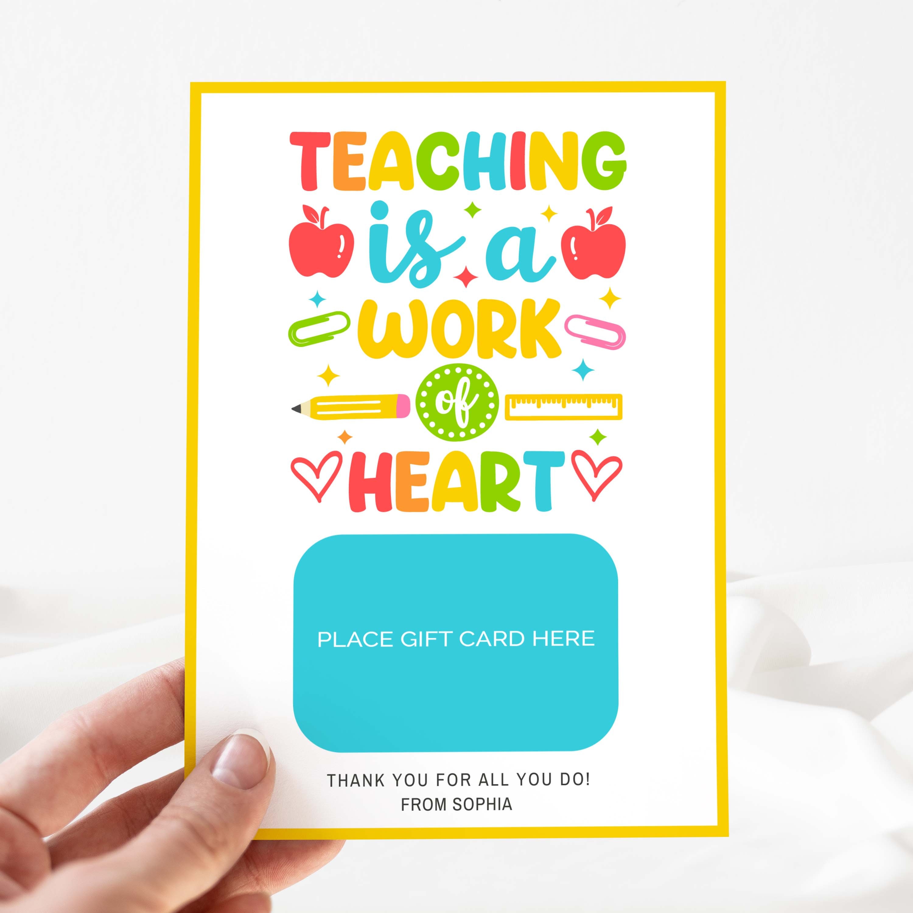 Teacher Appreciation Gift Card Holder: Printable End of Year Gift ...