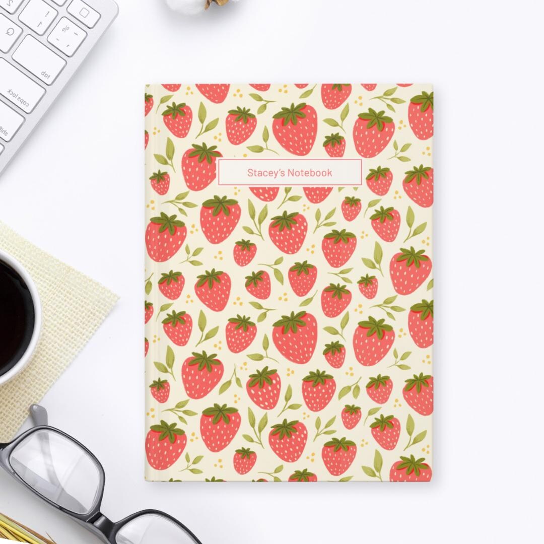 Custom Strawberry Notebook With Personalized Name Berry Fruit Journal ...