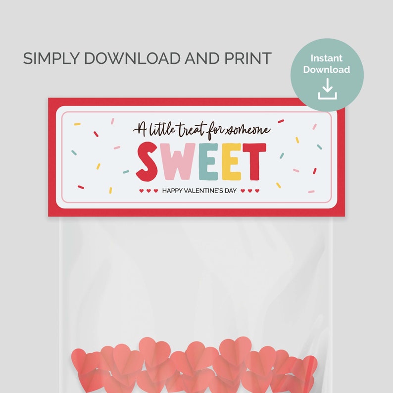 Valentines Sweet Treat Bag Topper Classroom Valentines Day Cookie Bag ...