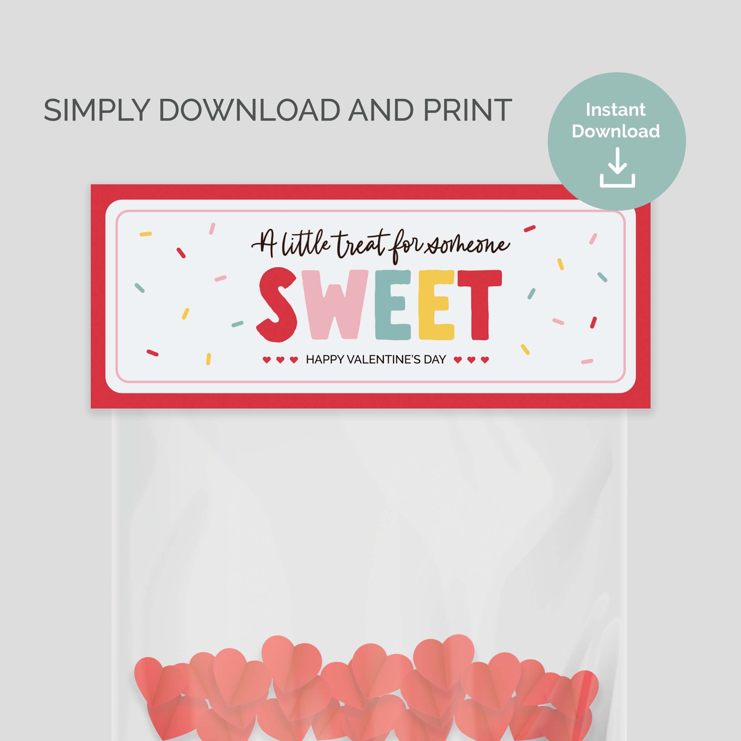 Valentines Sweet Treat Bag Topper Classroom Valentines Day Cookie Bag ...