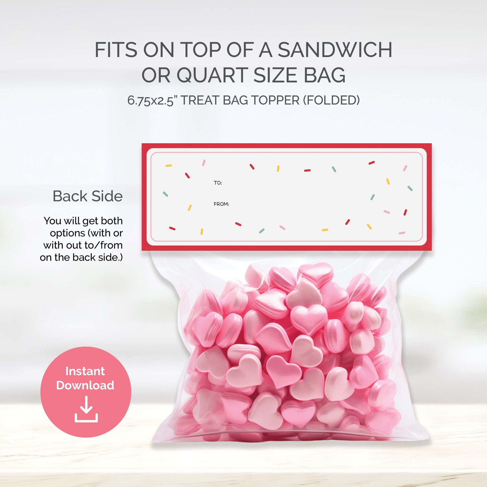 Valentines Sweet Treat Bag Topper Classroom Valentines Day Cookie Bag ...