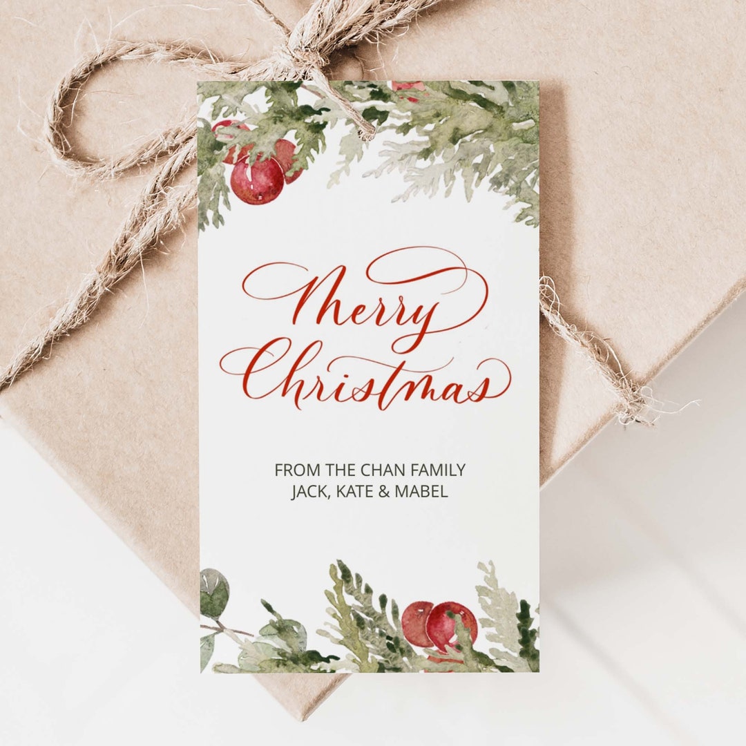 Editable Merry Christmas Gift Tags Template Holidays Downloadable Gift ...