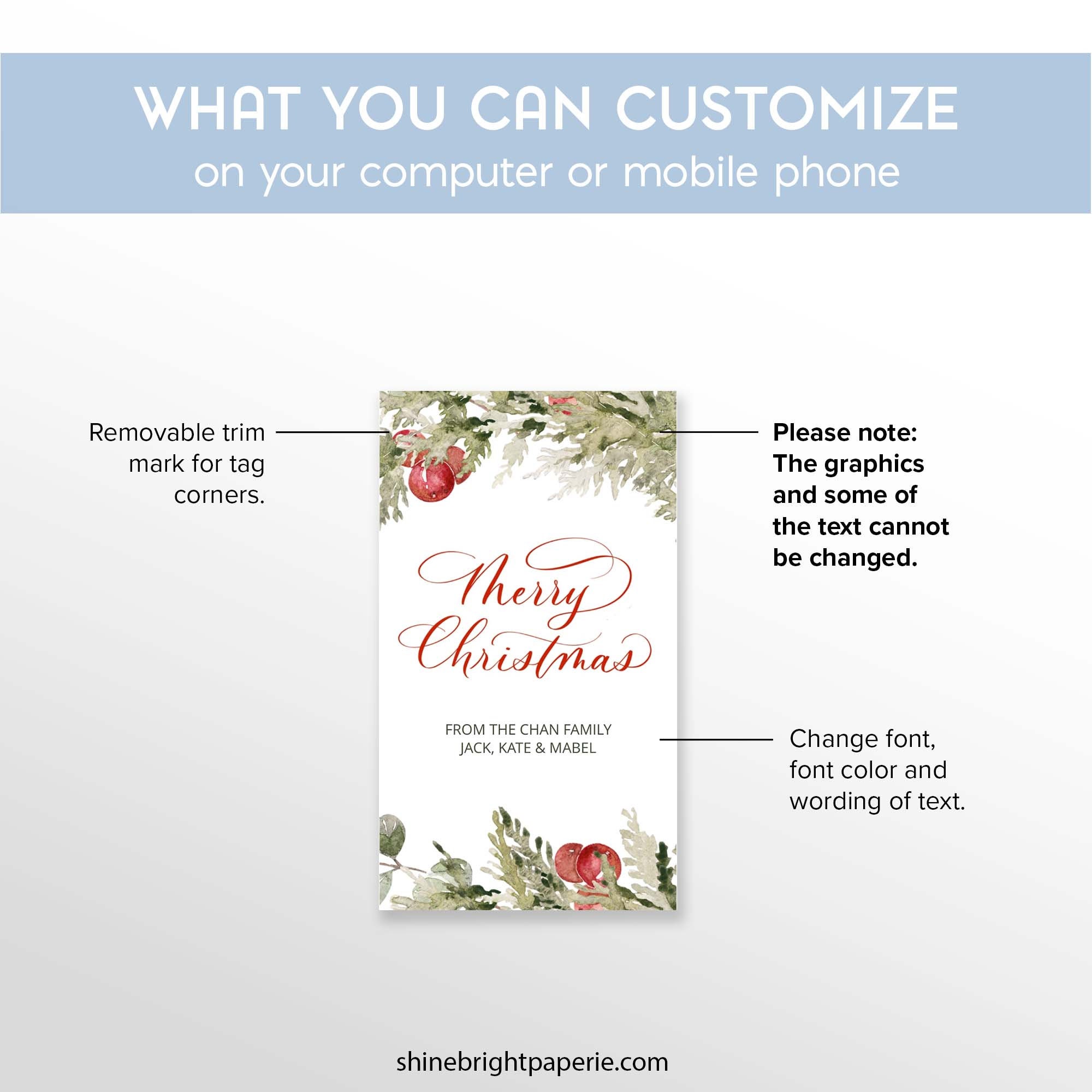 Editable Merry Christmas Gift Tags Template Holidays Downloadable Gift ...