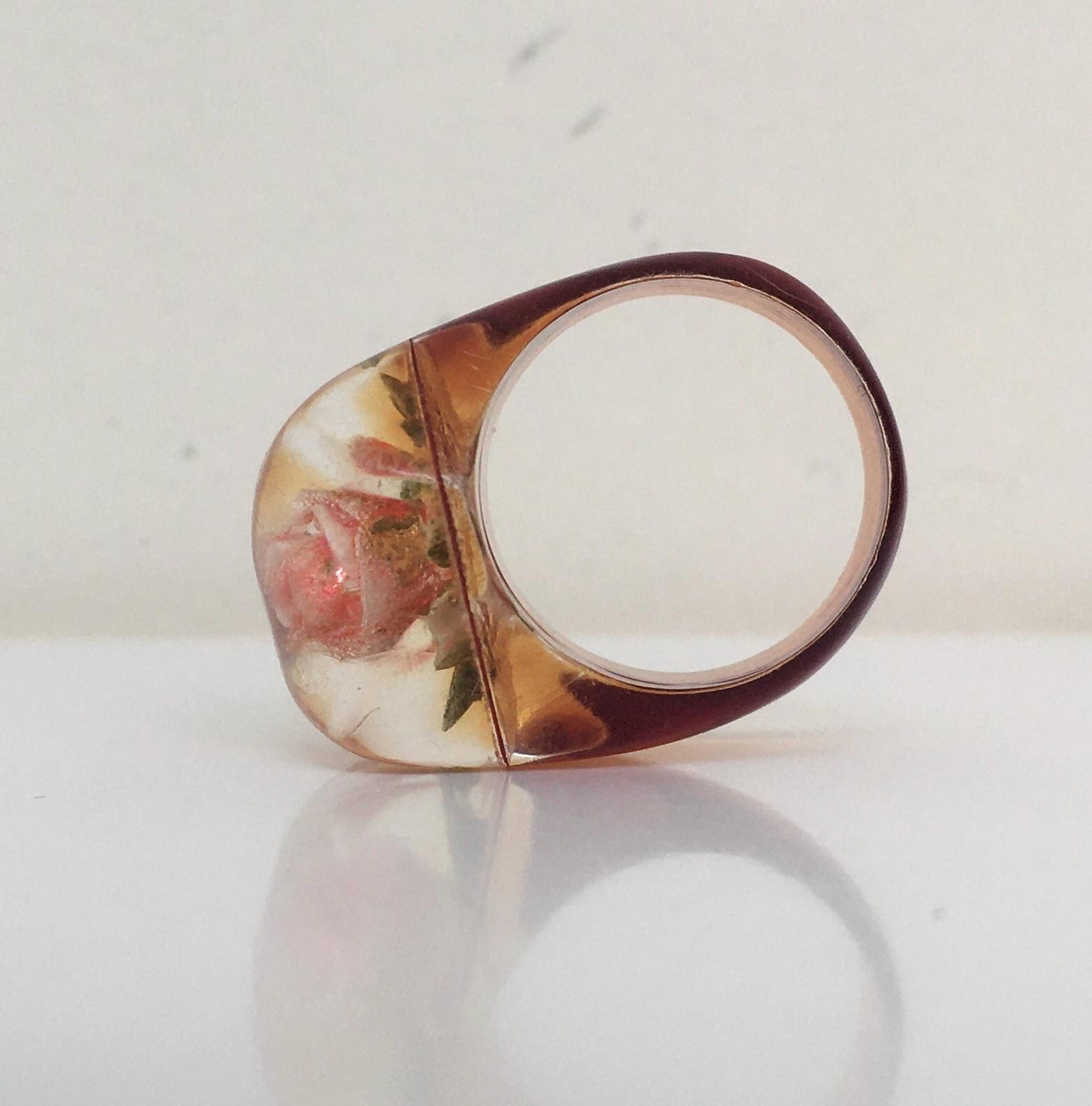 Vintage Plexiglass Rose Ring: Handmade Prisoner Art, Size 8 - Etsy