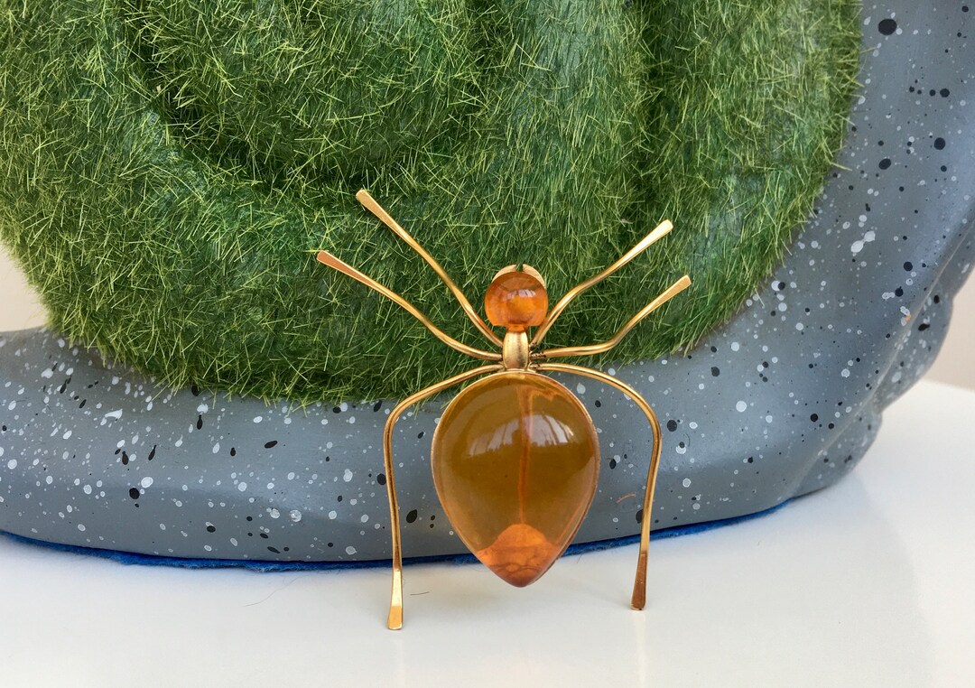 Vintage Original Amber Brooch Ant, Insect, Spider Natural Transparent ...