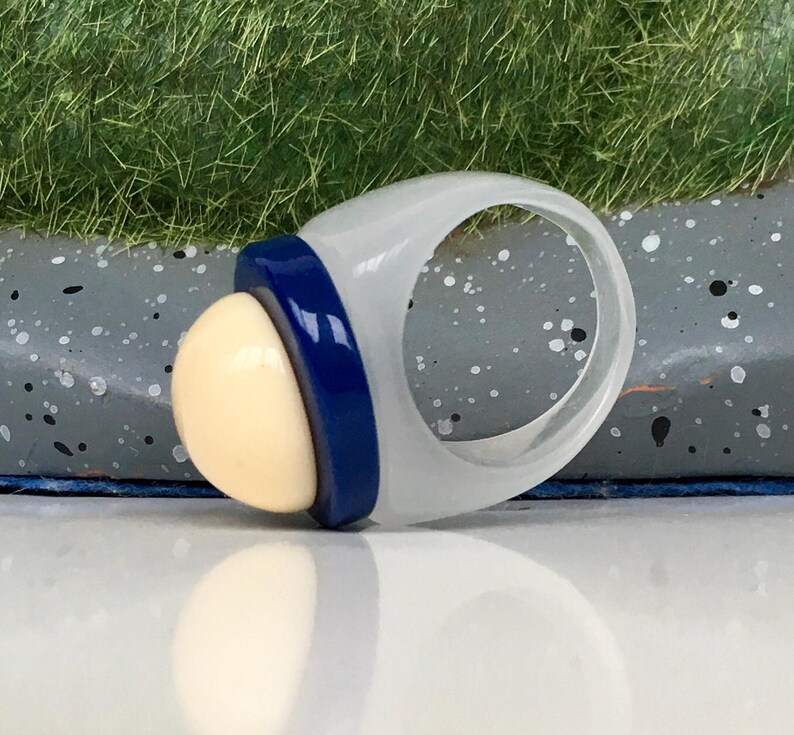 Chunky Blue Lucite Acrylic Dome Ring: Y2K Statement Jewelry, Size 7 - Etsy