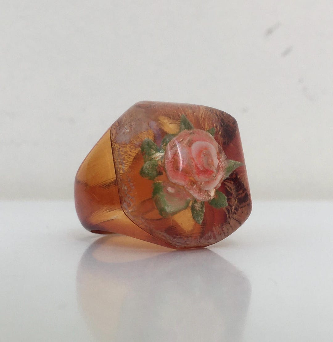 Vintage Plexiglass Ring ITK Handmade Souvenir Prisoner Art Ring Size 8 ...