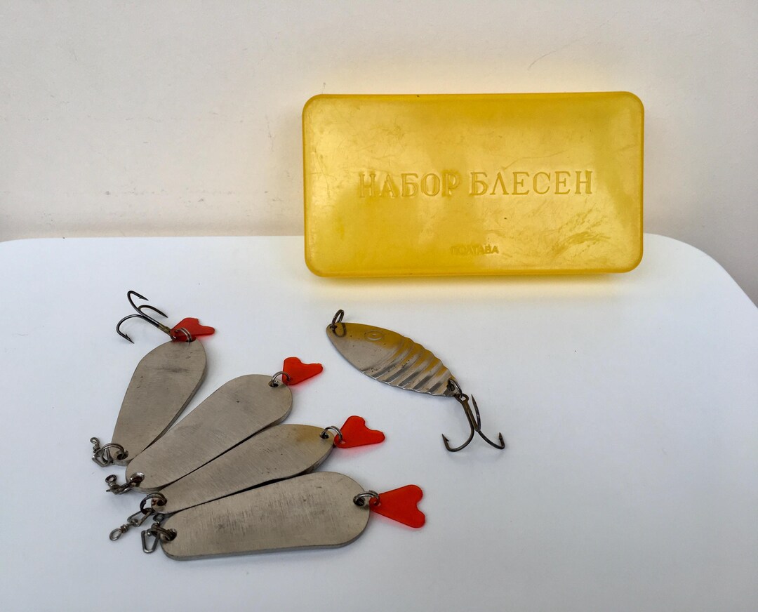 Set of Vintage Soviet Metal Fishing Lures Set 5 Pcs, Rare Lures USSR ...