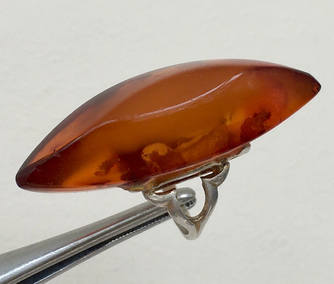 Big Old Vintage Soviet Silver Amber Ring 875, Sterling Silver Ring, Egg ...