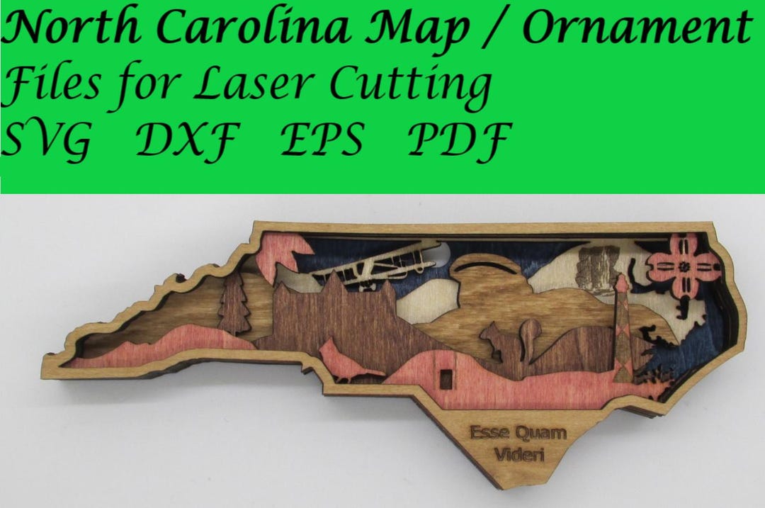 North Carolina Map / Ornament; Digital SVG Files for Laser Cutting ...