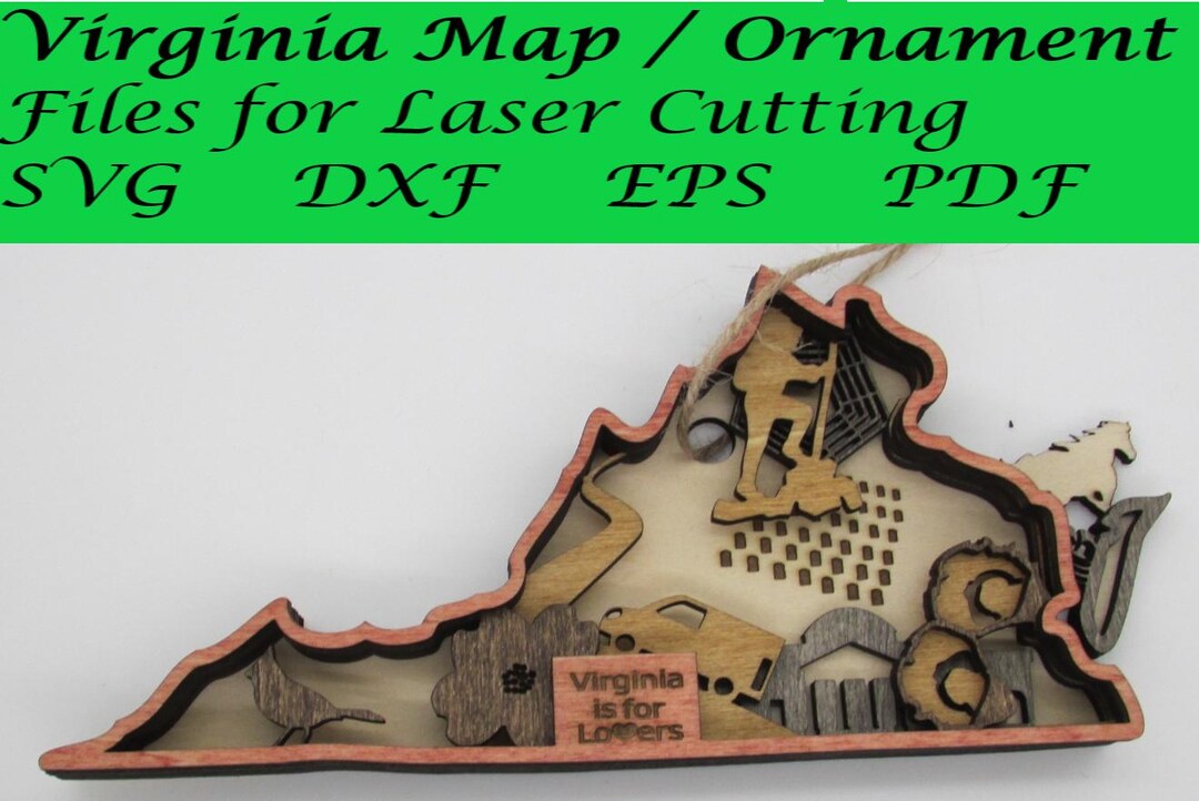 Virginia Map / Ornament; Digital SVG Files for Laser Cutting; Instant ...