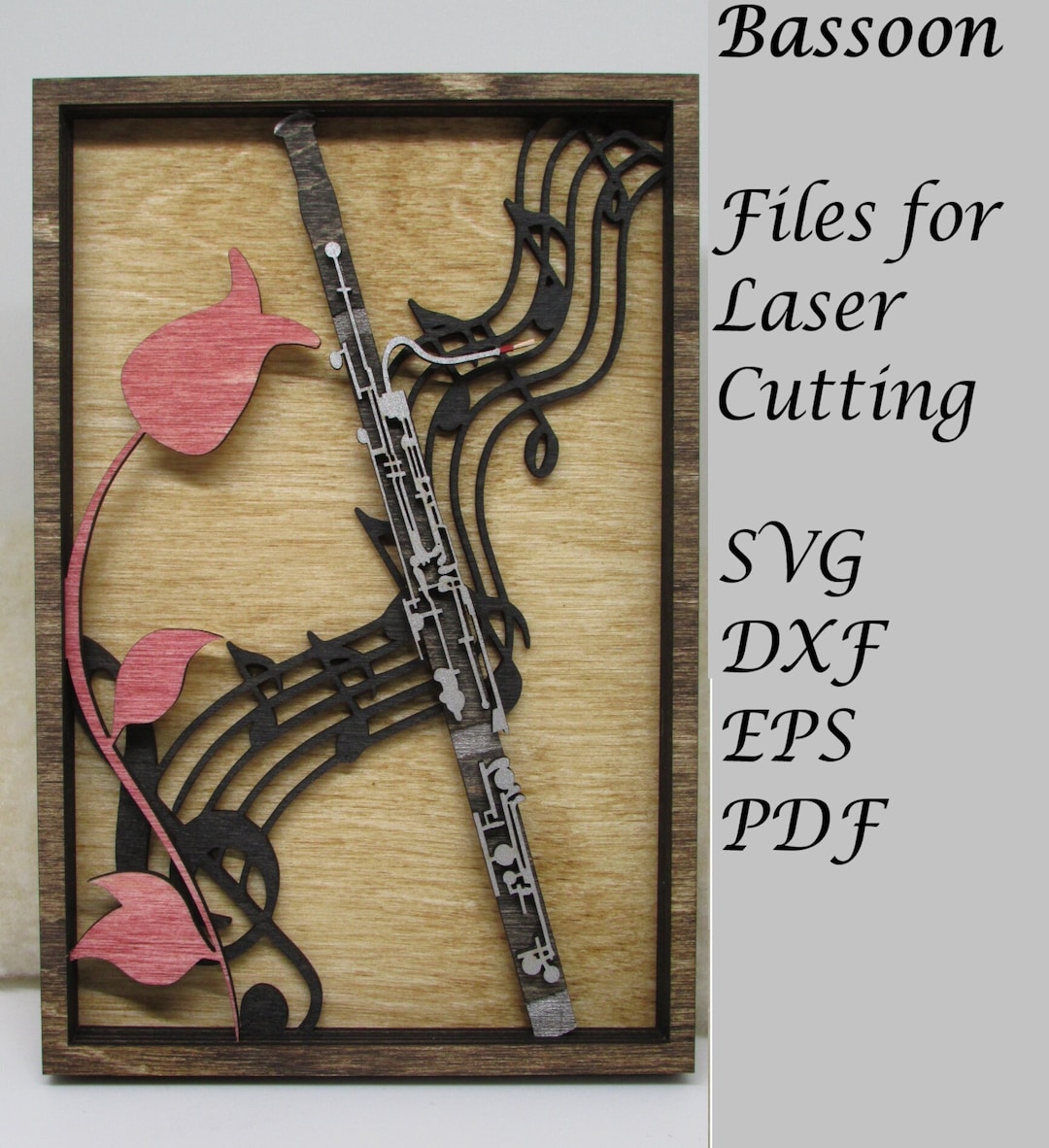 Bassoon Musical Instrument Digital SVG Files for Laser Cutting; Instant ...
