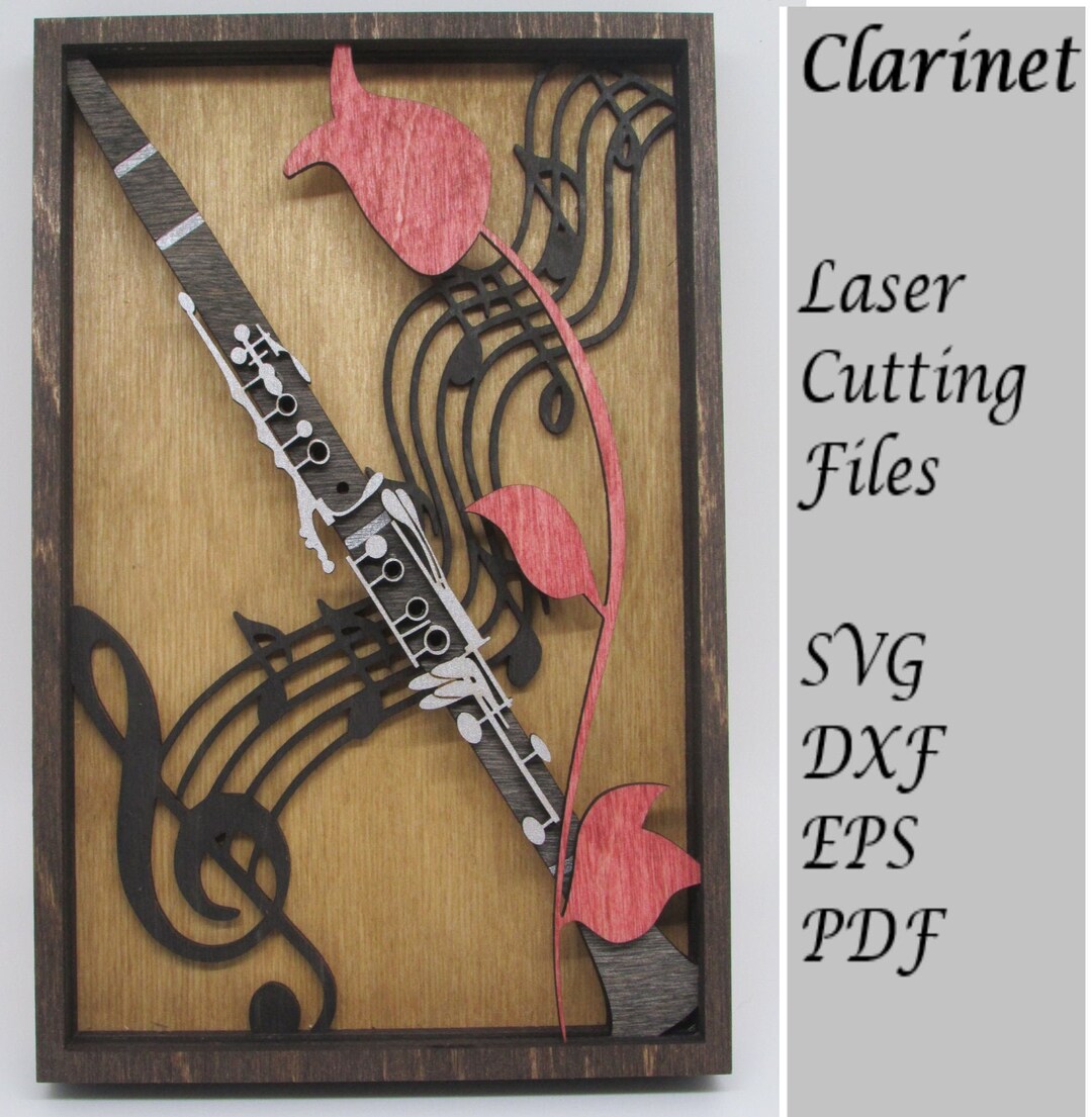Clarinet Musical Instrument Digital SVG File for Laser Cutting, Instant ...