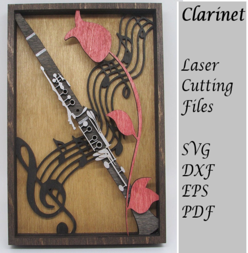 Clarinet Musical Instrument Digital SVG File for Laser Cutting, Instant ...