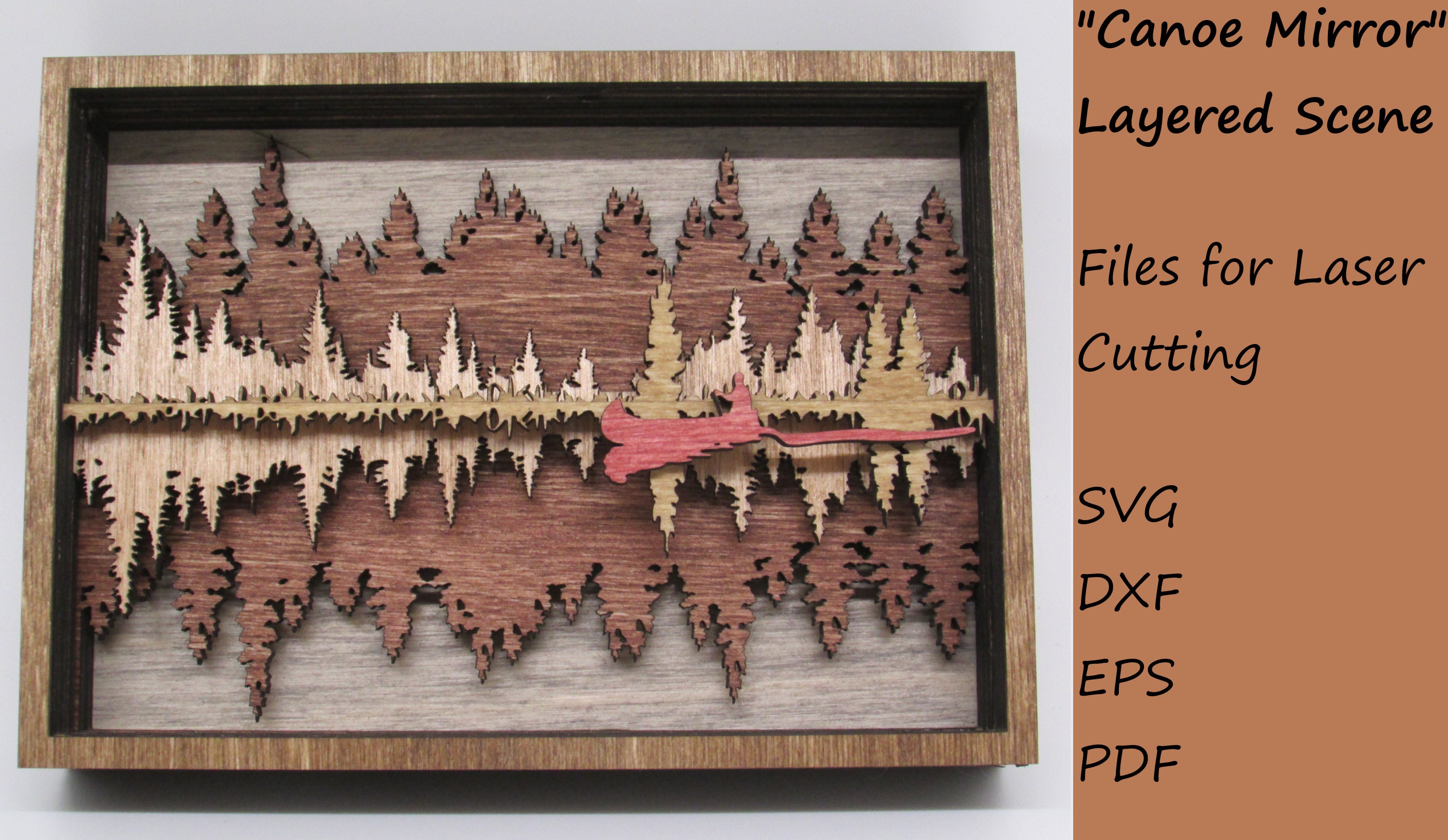 Layered Scene "canoe Mirror" Shadowbox / Shelf Sitter, Files for Laser ...