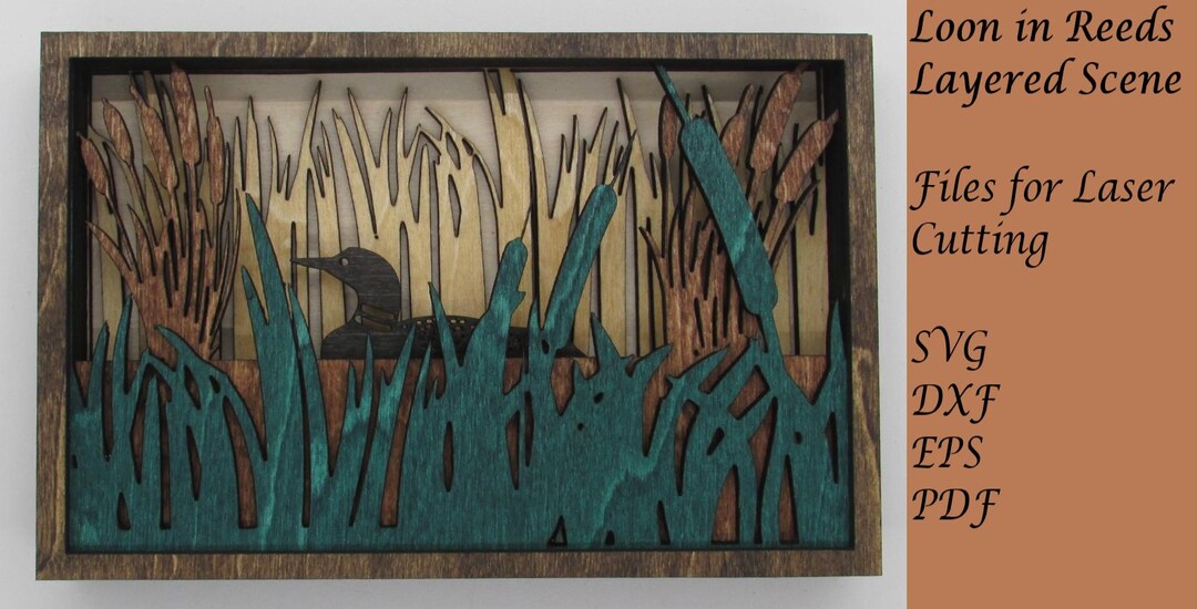 Loon in Reeds Layered Scene; Digital SVG Files for Laser Cutting ...