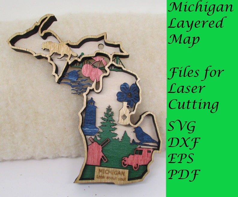 Michigan Layered Map Digital SVG File for Laser Cutting, Instant ...