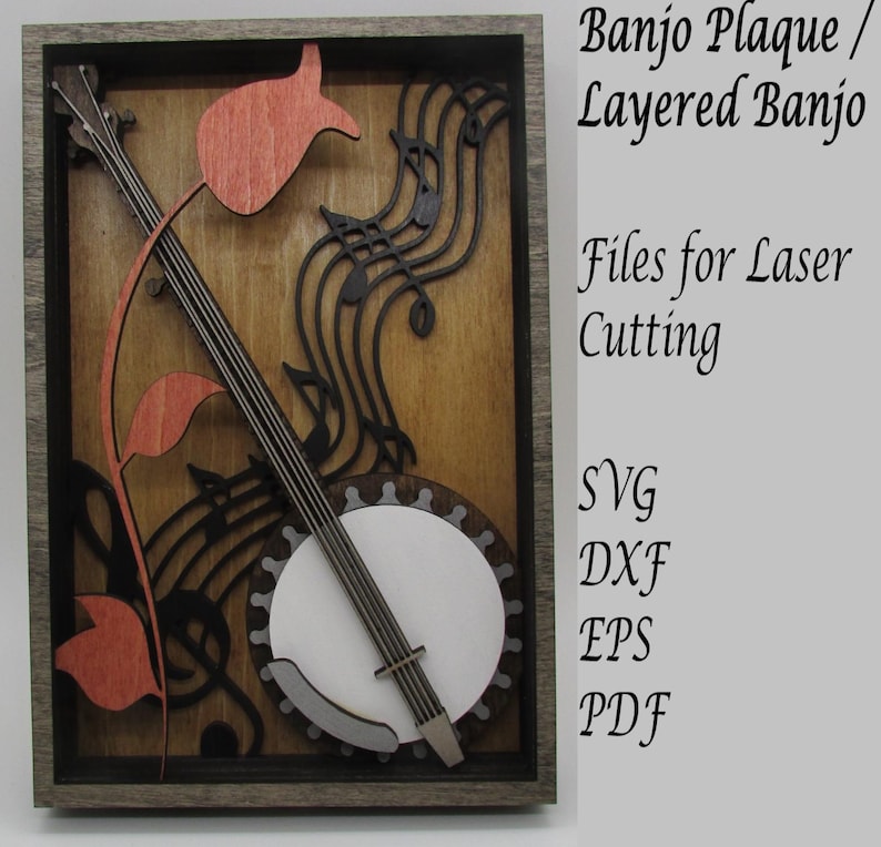 Banjo Plaque / Layered Banjo Digital SVG Files for Laser Cutting ...