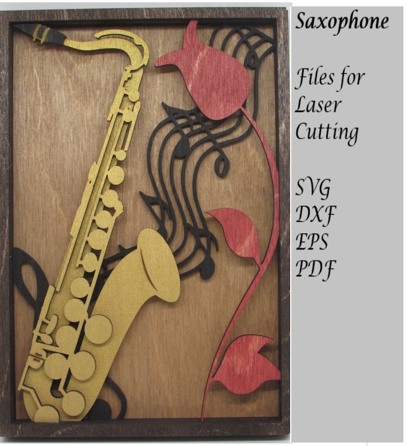 Saxophone Musical Instrument Digital SVG Files for Laser Cutting ...