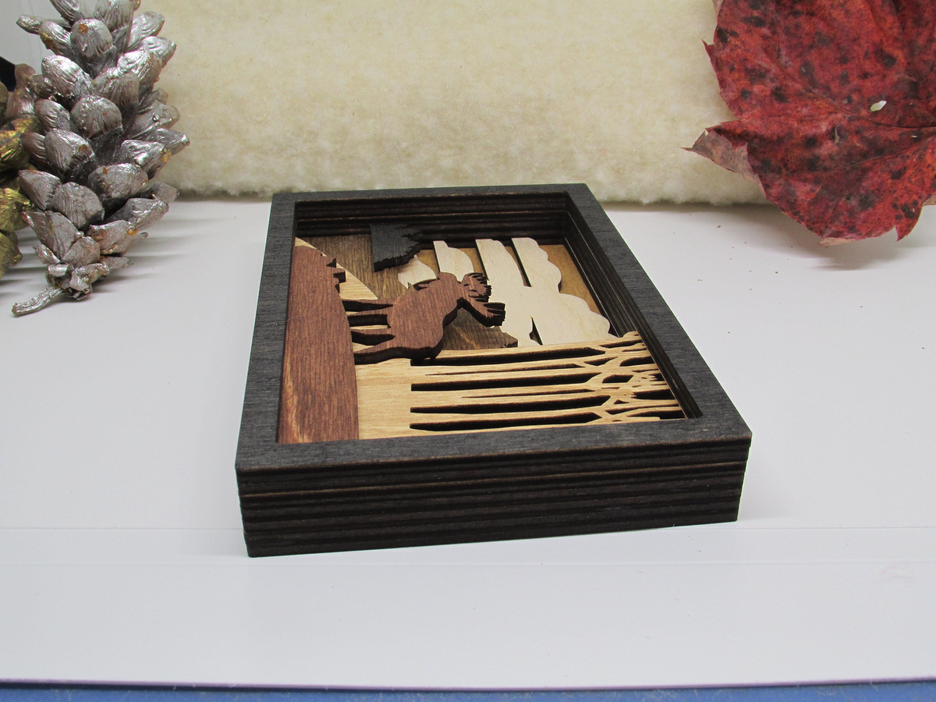 Moose in Woods Layered Scene Laser Cut Shadowbox Shelf-sitter Files ...
