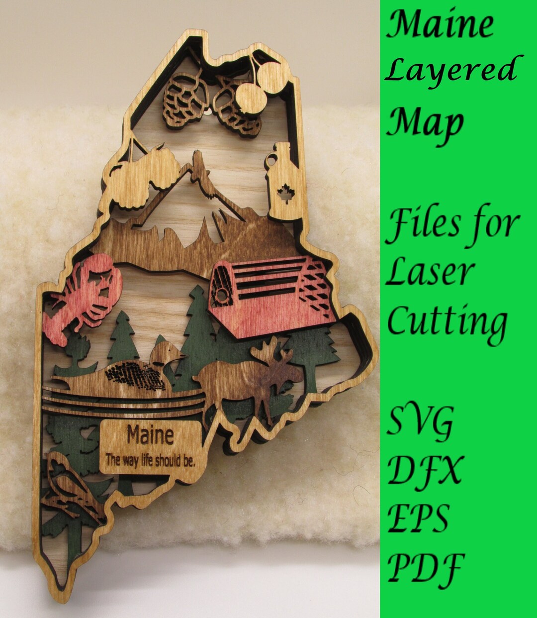 Maine Layered Map Digital SVG File for Laser Cutting, Instant Download ...