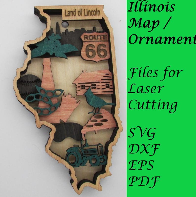 Illinois Map / Ornament; Digital SVG Files for Laser Cutting; Instant ...