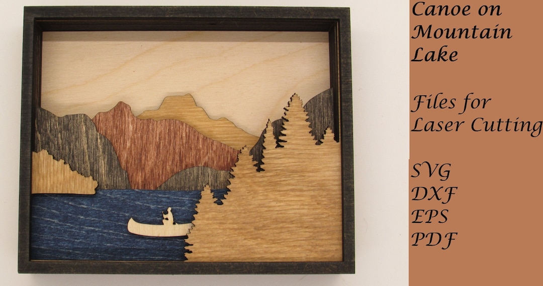 Canoe on Mountain Lake Layered Scene; Digital SVG Files for Instant ...