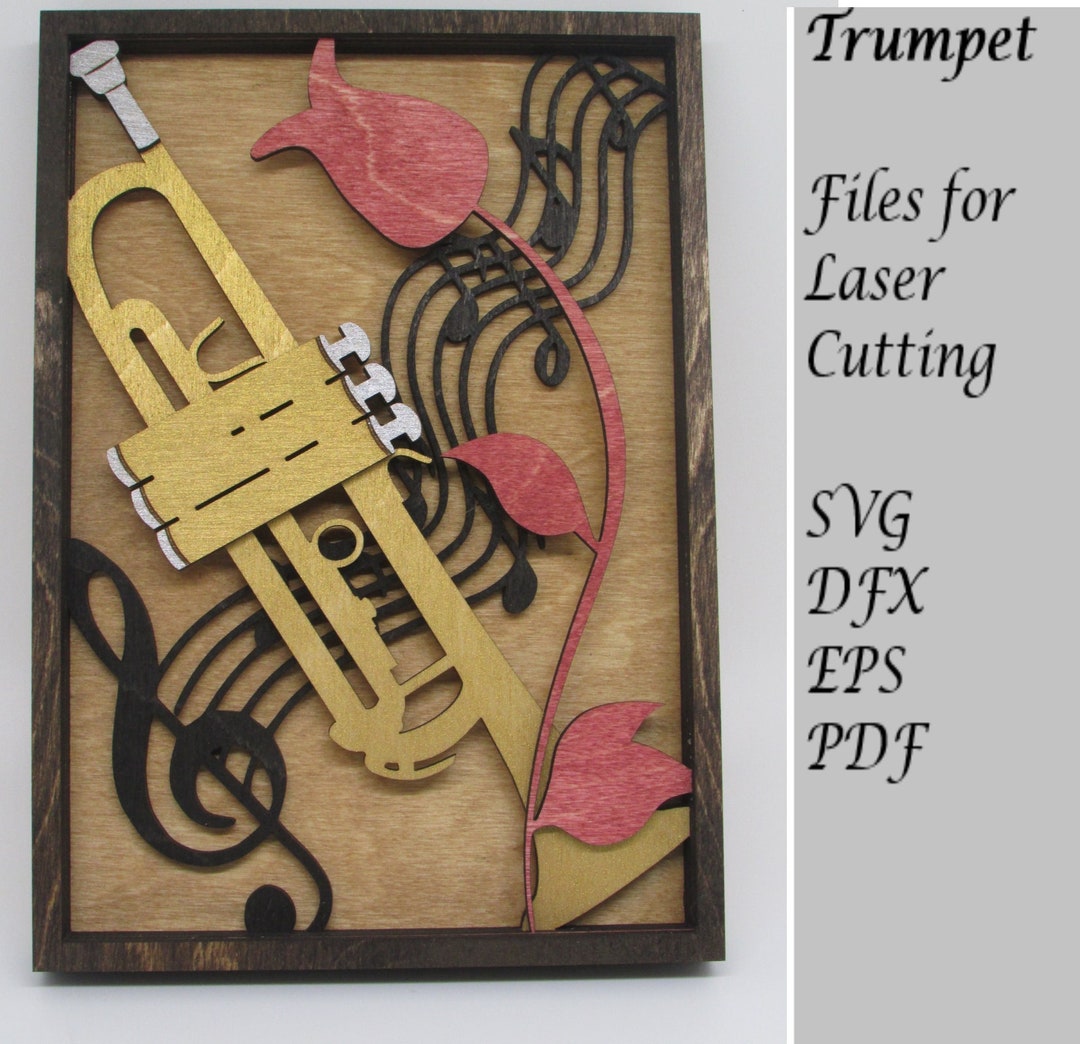 Trumpet Musical Instrument Digital SVG File for Laser Cutting, Instant ...