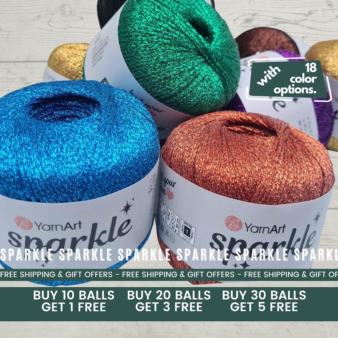 Sparkle Shiny Metallic Lace Yarn, Perfect Yarn for Crochet, Embroidery ...