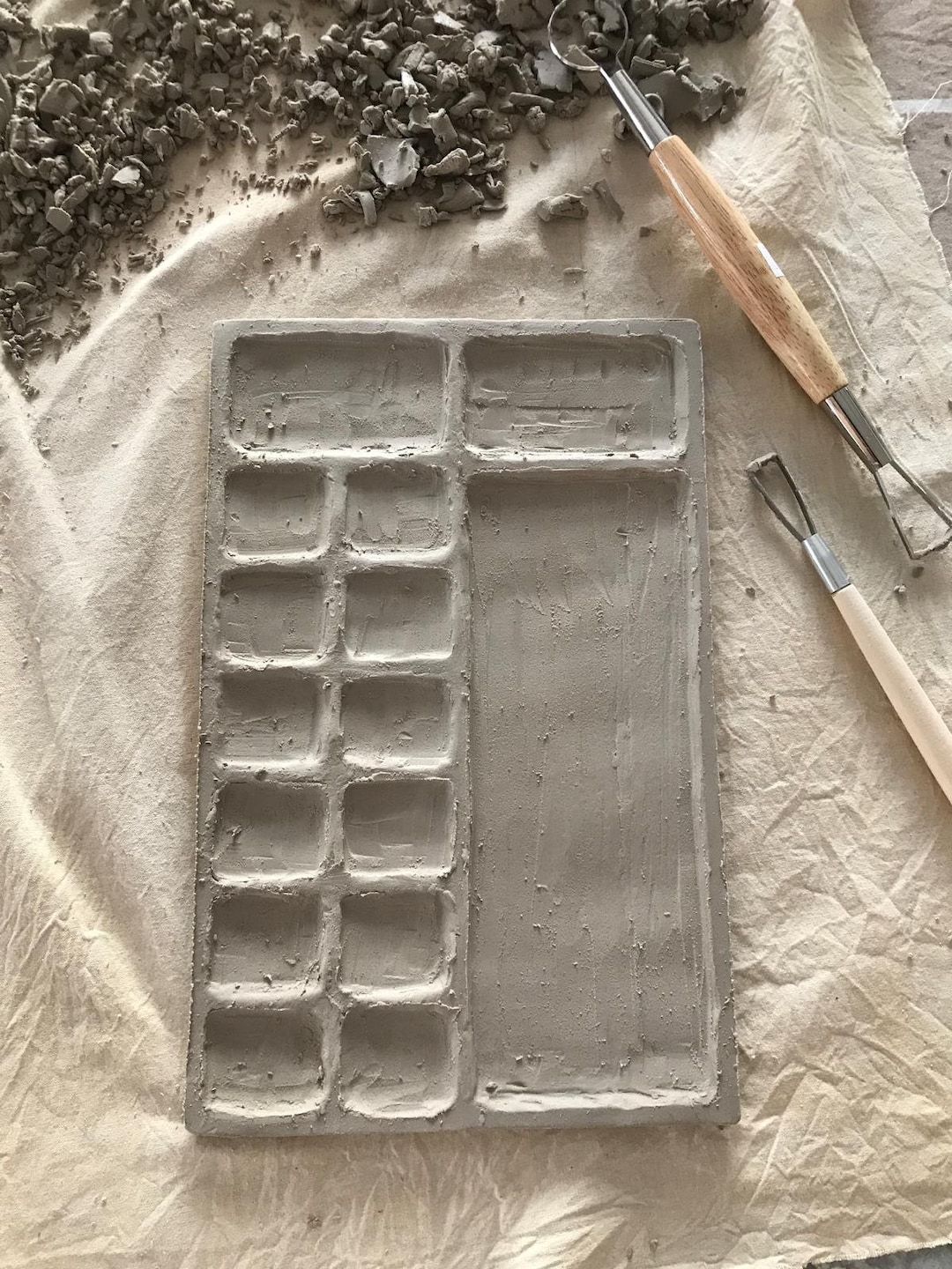 Ceramic Watercolor Palette Template, Rectangular Printable Template ...