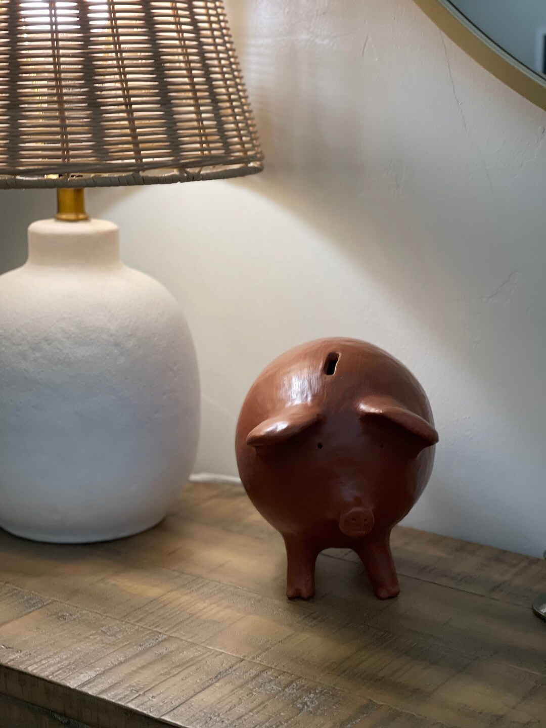 Red Clay Piggie Bank - Etsy