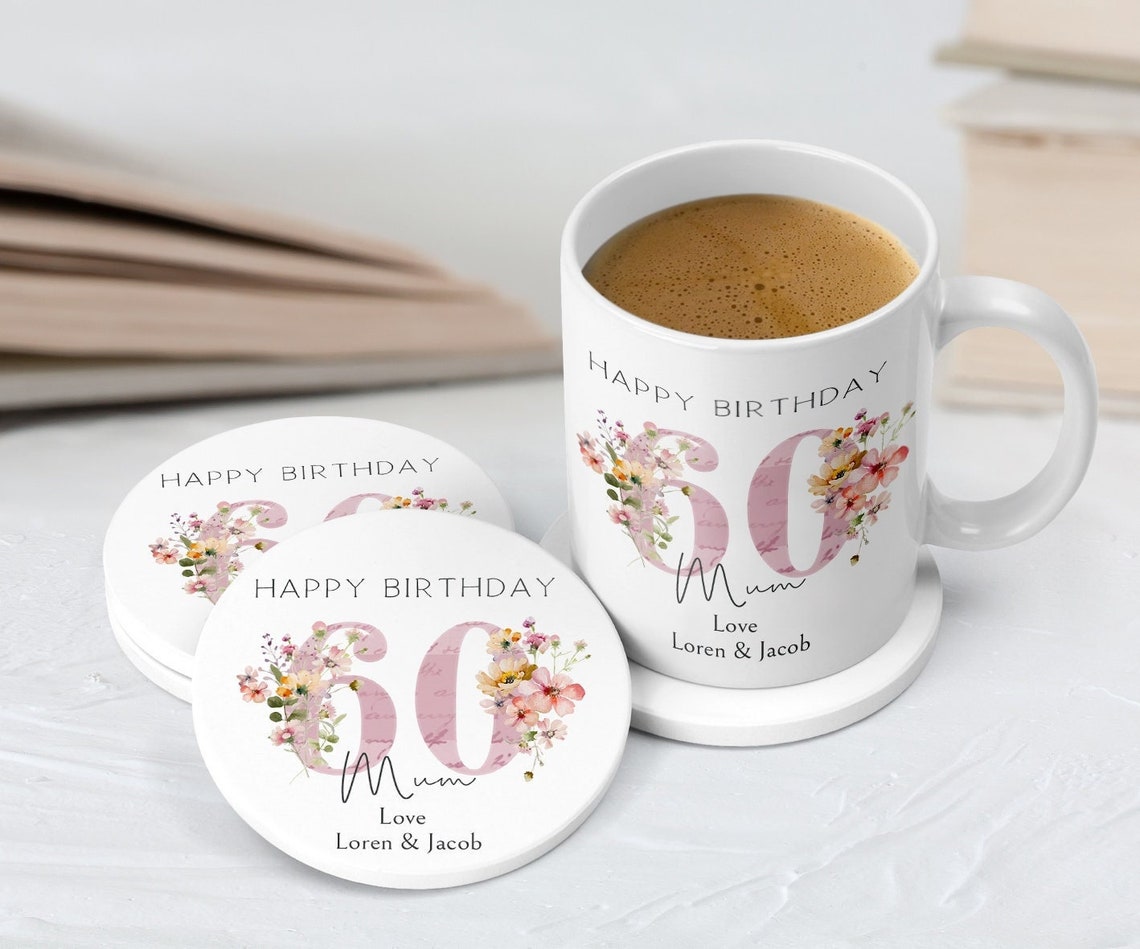 Personalized Age Ceramic Mug and Coaster Set 30th 40th 50th 60th 70th 80th 90th 100th Mug ...