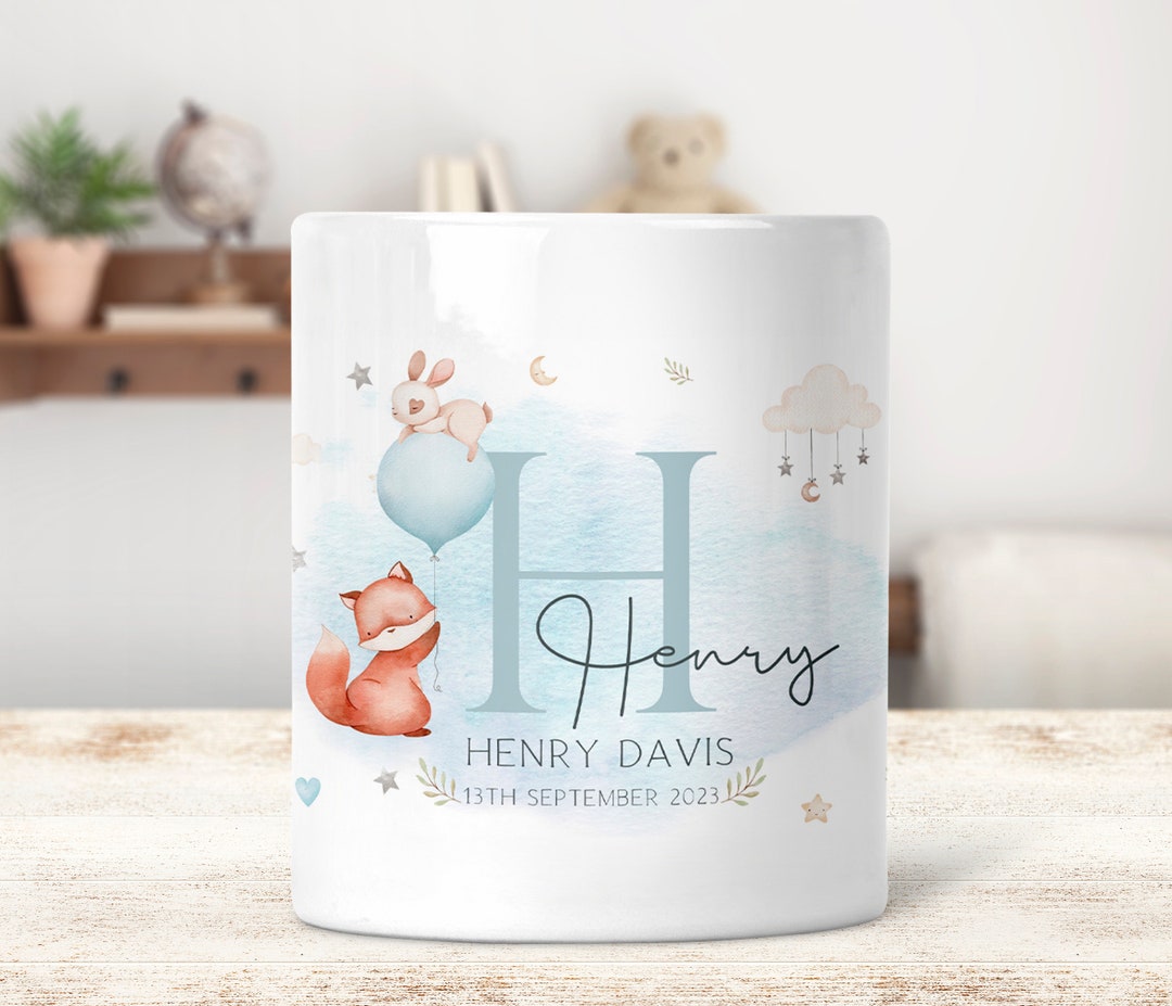 Personalized Money Box, Cute Animals, Ceramic, First Birthday Baby Gift ...