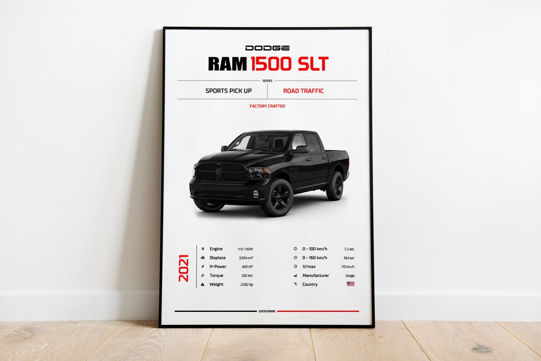 Dodge RAM 1500 SLT 2021, Dodge, Car Poster, Super Car, Sportscar, Wall ...