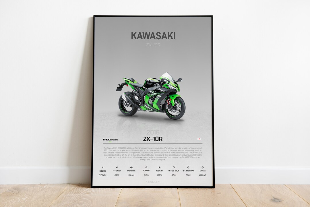 Kawasaki ZX-10R 2016, Motorbike Poster, Super Bike, Sportsbike, Wall ...