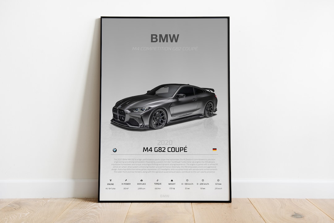 BMW M4 G82 2020, Competition, BMW, Car Poster, Super Car, Sport Car, Wall Art, Wall Decor, Wall ...