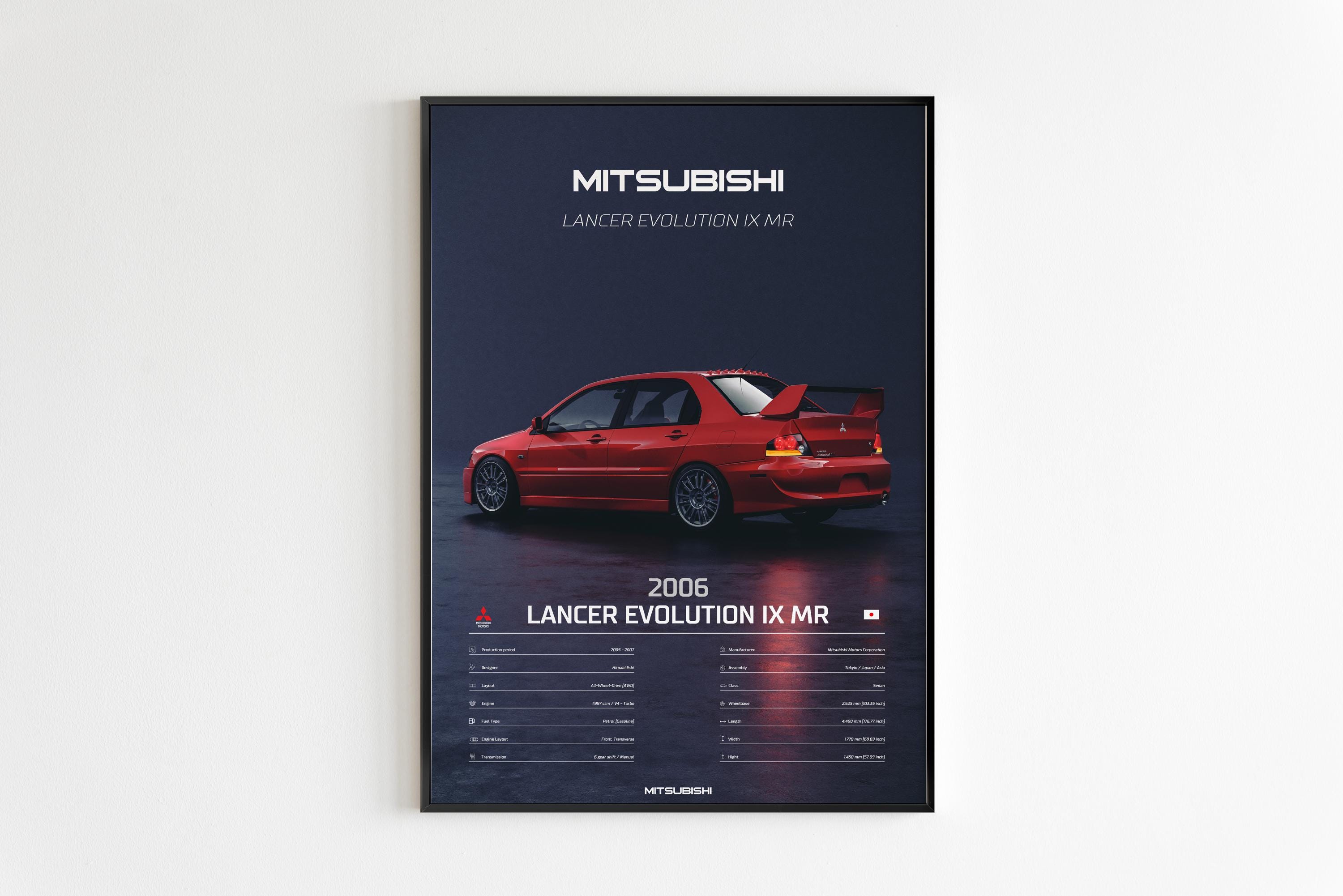 Mitsubishi Lancer Evolution 9 MR 2006, 3D Car Poster, Super Car ...