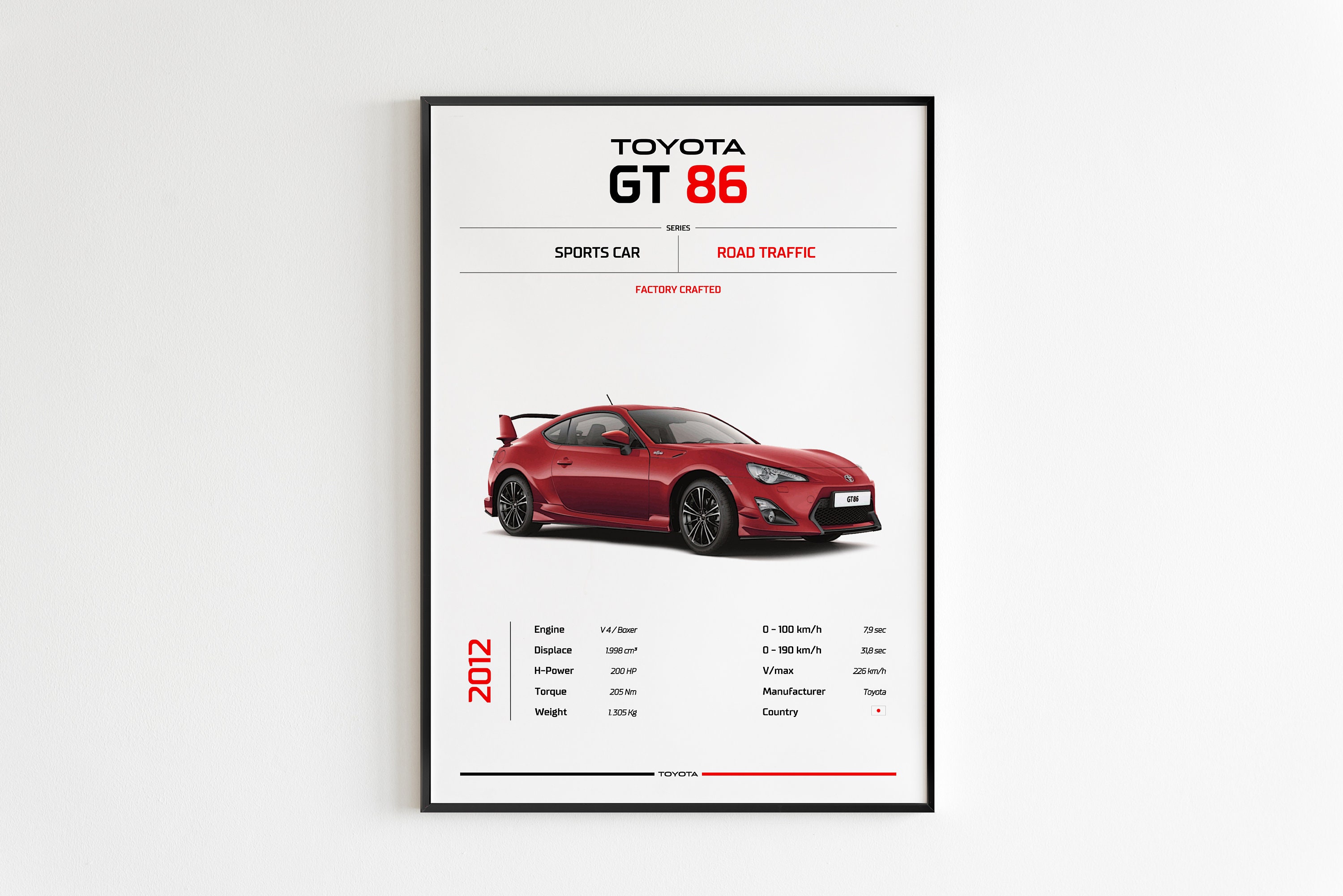 Toyota GT86 2012, Toyota, Japanese Car, Sports Car, Super Car, Wall Art ...