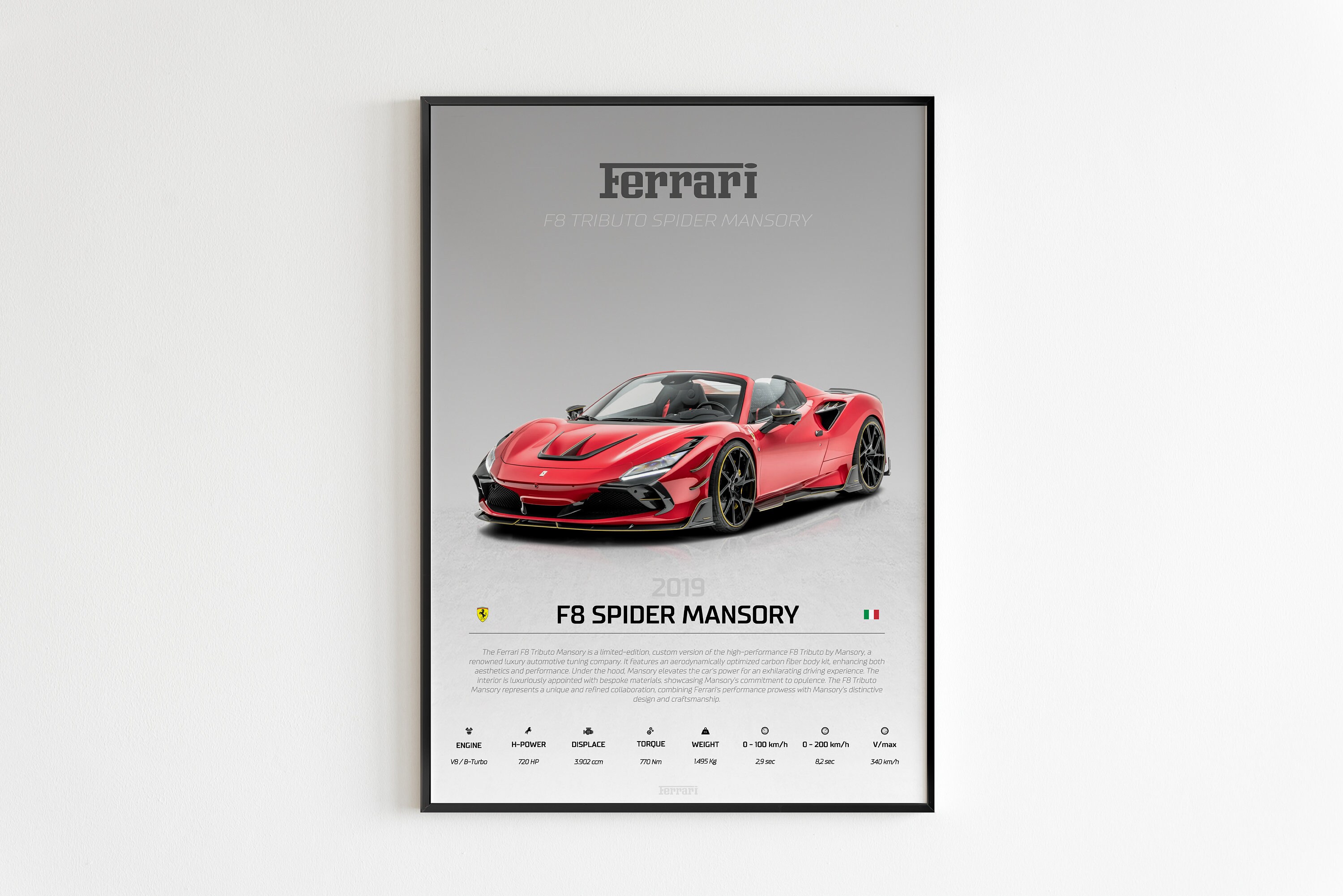 Ferrari F8 Tributo Mansory 2019, Ferrari, Car Poster, Super Car ...