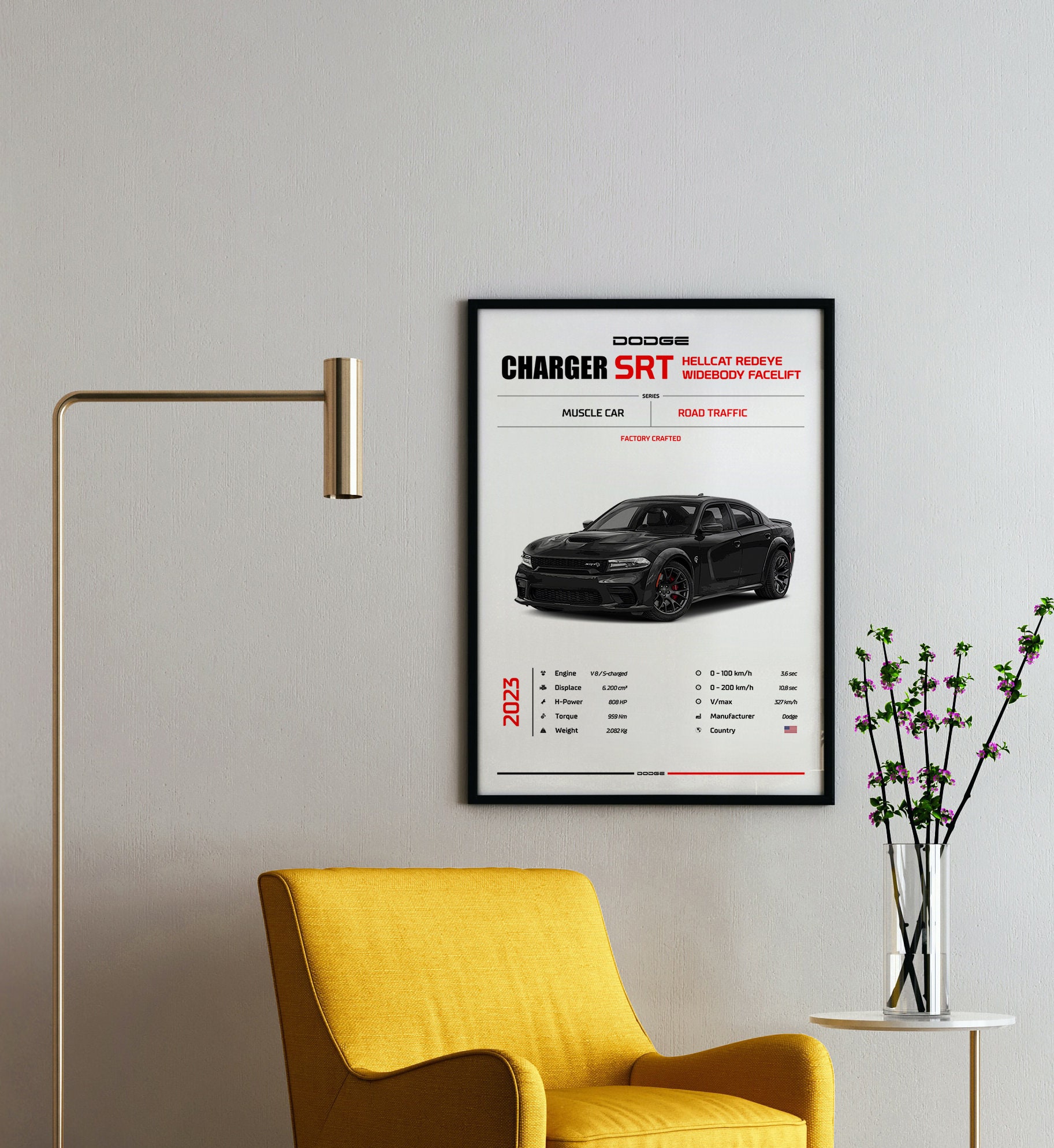 Dodge Charger SRT Hellcat Redeye 2023, Car Poster, Super Car, Sportscar ...
