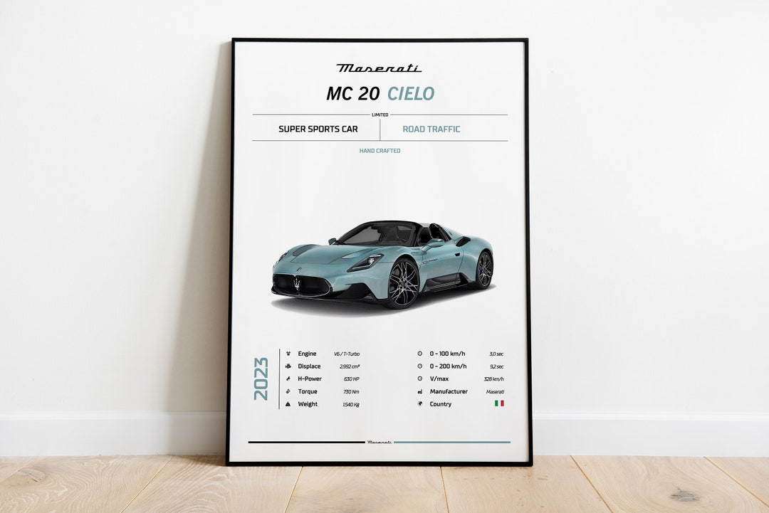 Maserati MC 20 Cielo 2023, Gran Turismo, Maserati, Sports Car, Wall Art ...
