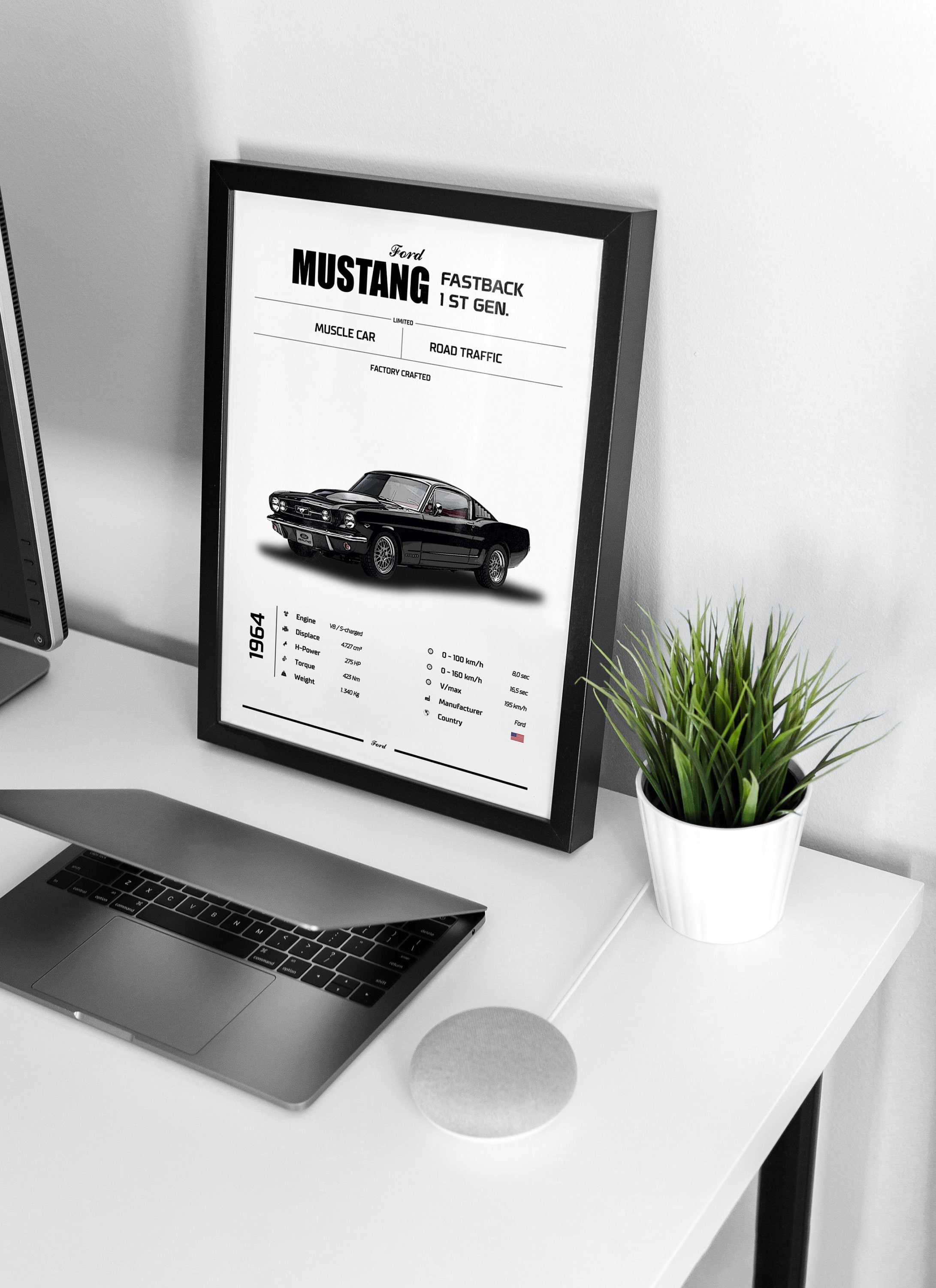 Ford Mustang Fastback 1964, Muscle Car, Ford, Car Poster, Super Car ...