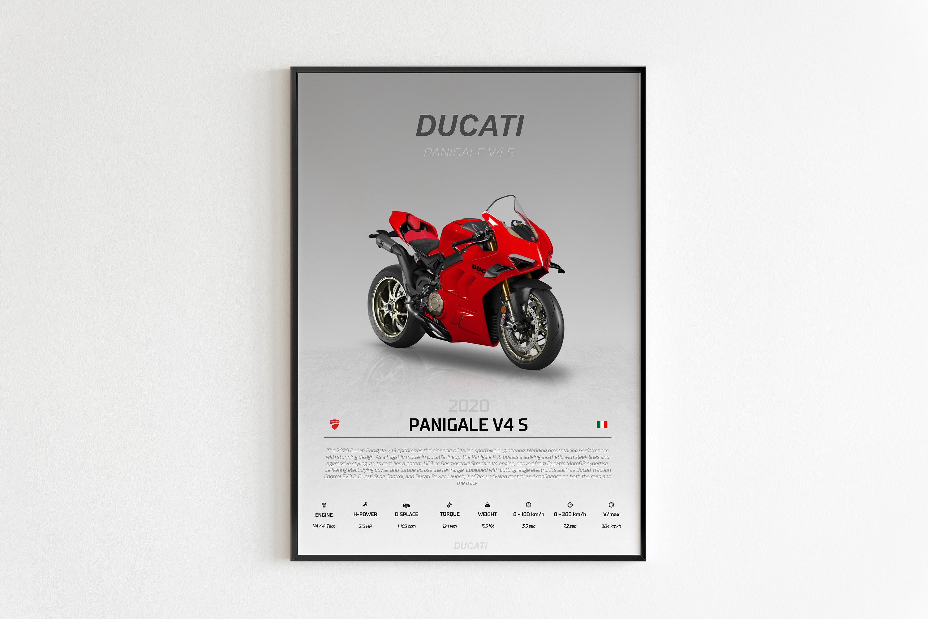 Ducati Panigale V4S 2020, Motorbike Poster, Super Bike, Wall Art, Wall ...
